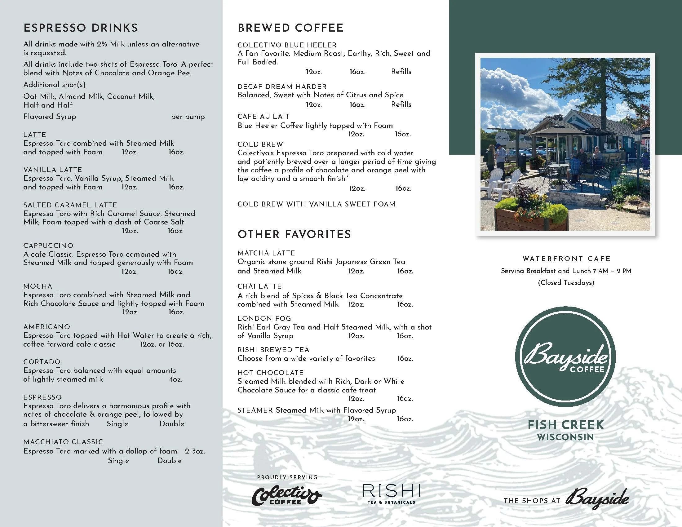 Cafe Menu — Bayside Door County