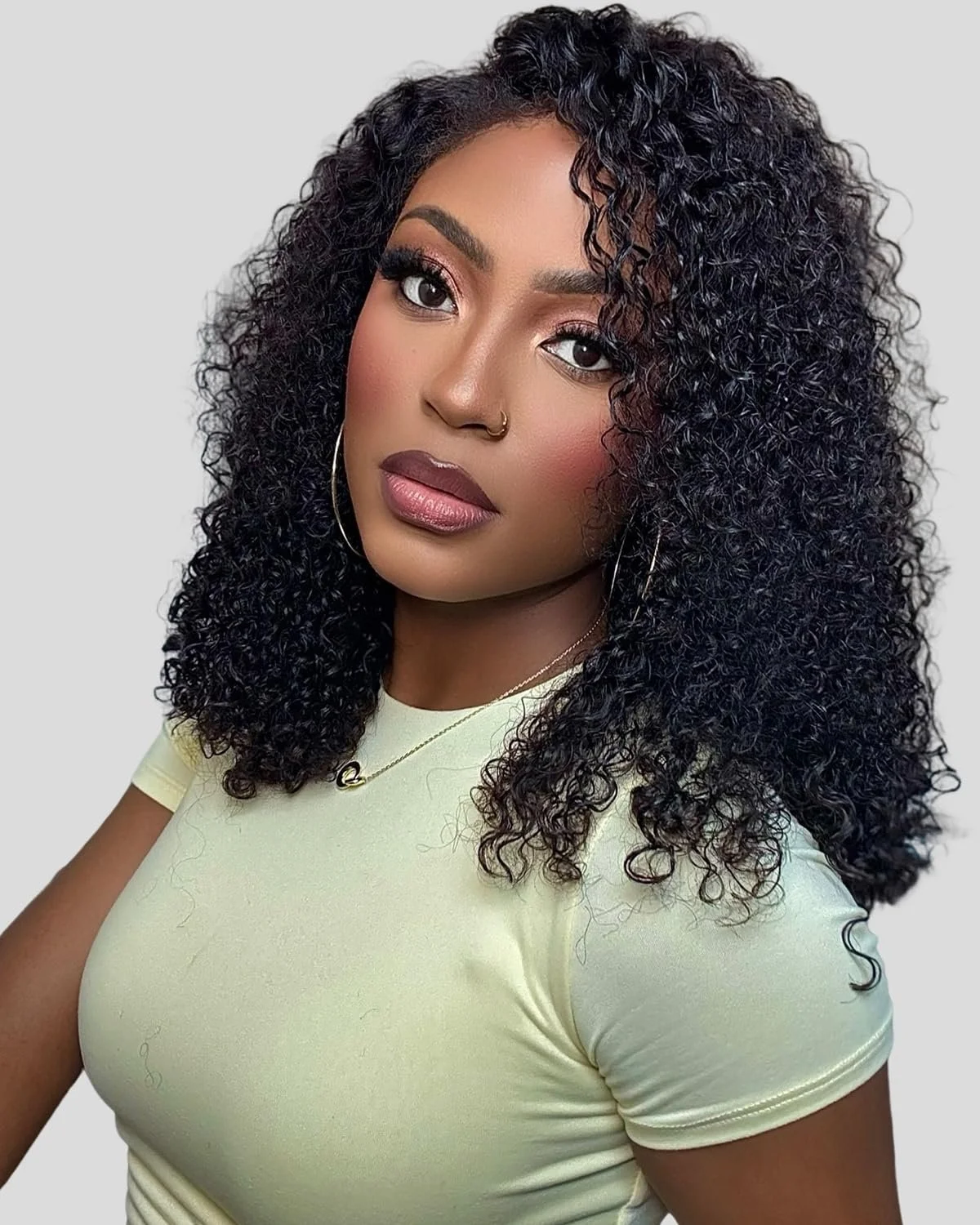 100% Unprocessed Human 3 In 1 Curly Deep Half Wig W Drawstring 200% ...