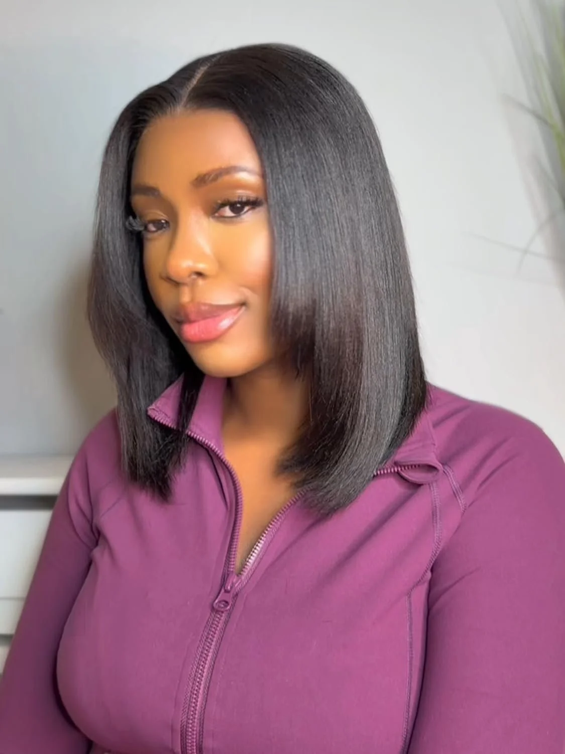 100% Human 9x6 Yaki Layered Bob HD Lace W drawstring Pre Plucked, Pre ...