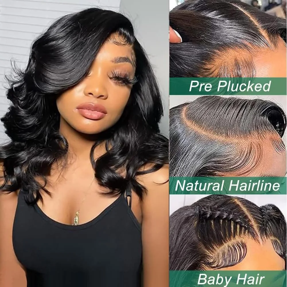100% Human 13x4 Body Wave Wig Pre Plucked HD Lace 180% Density (Natural ...