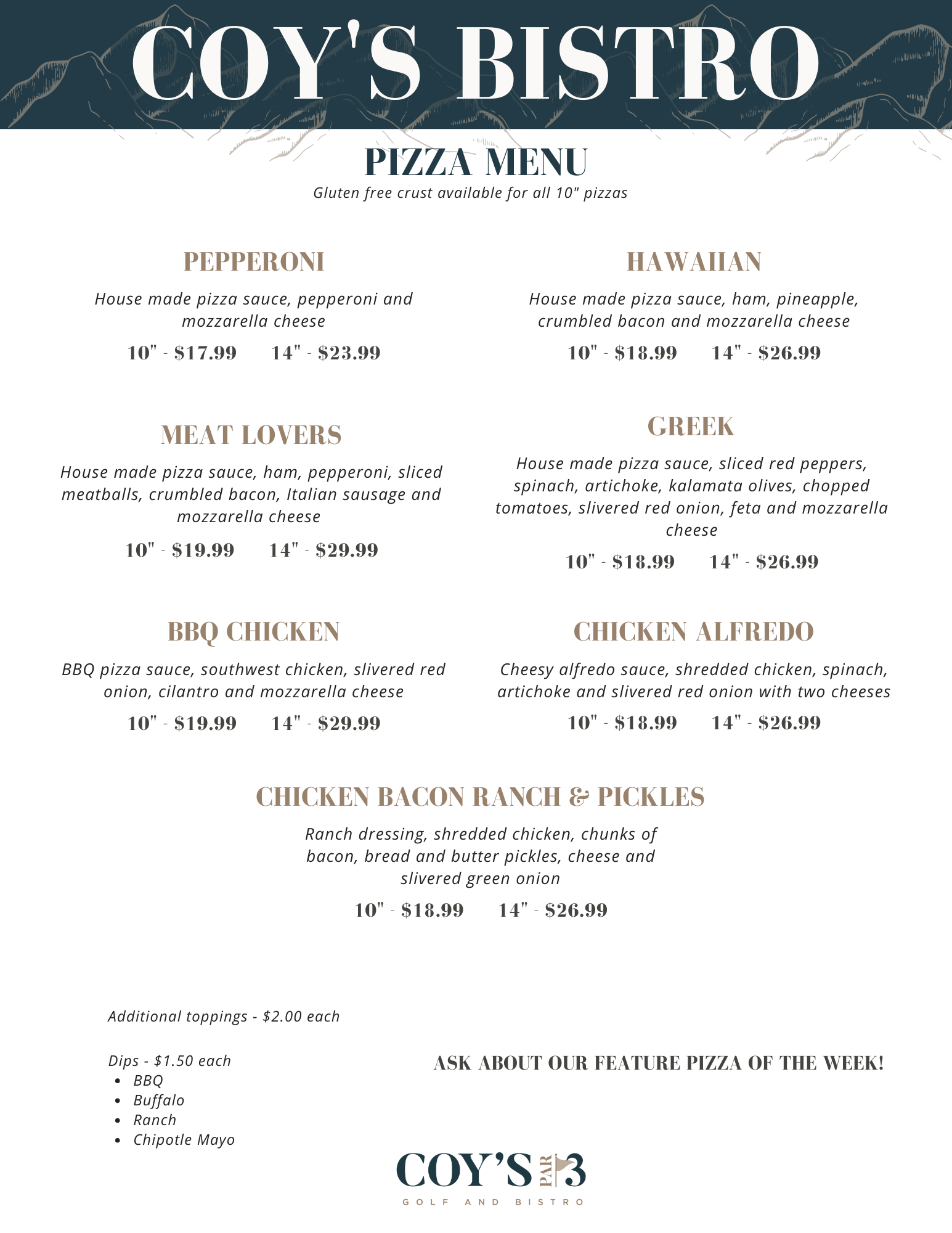 Menu 1 — Coys Par 3