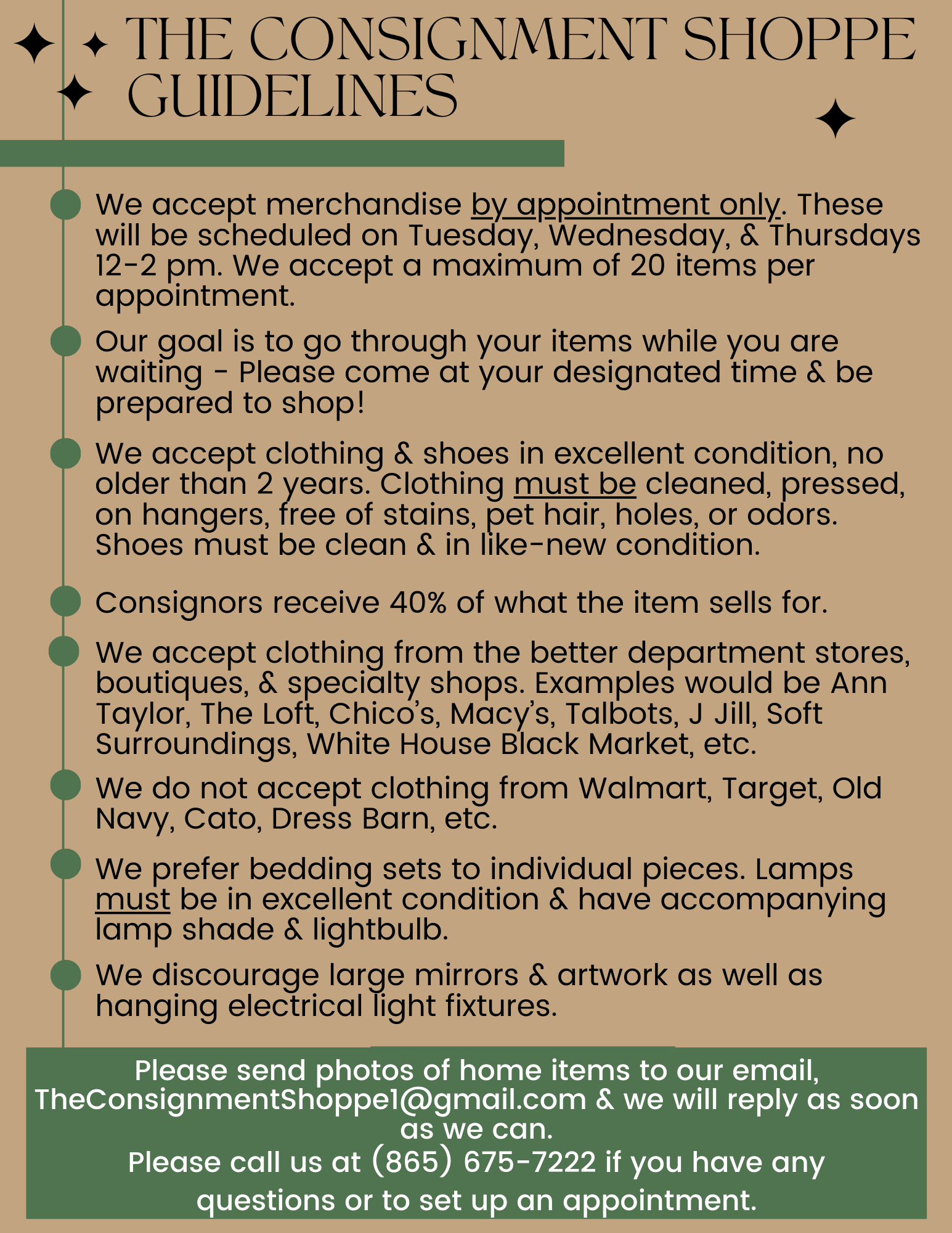 Consignment Guidelines — The Consignment Shoppe