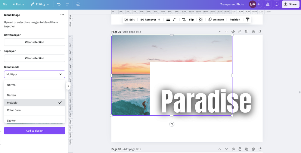 Transparent Photo Overlay Text Effect in Canva — Preset Pixels