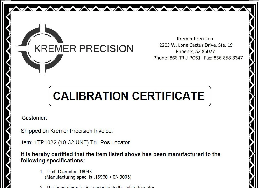 Product Inventory — Kremer Precision