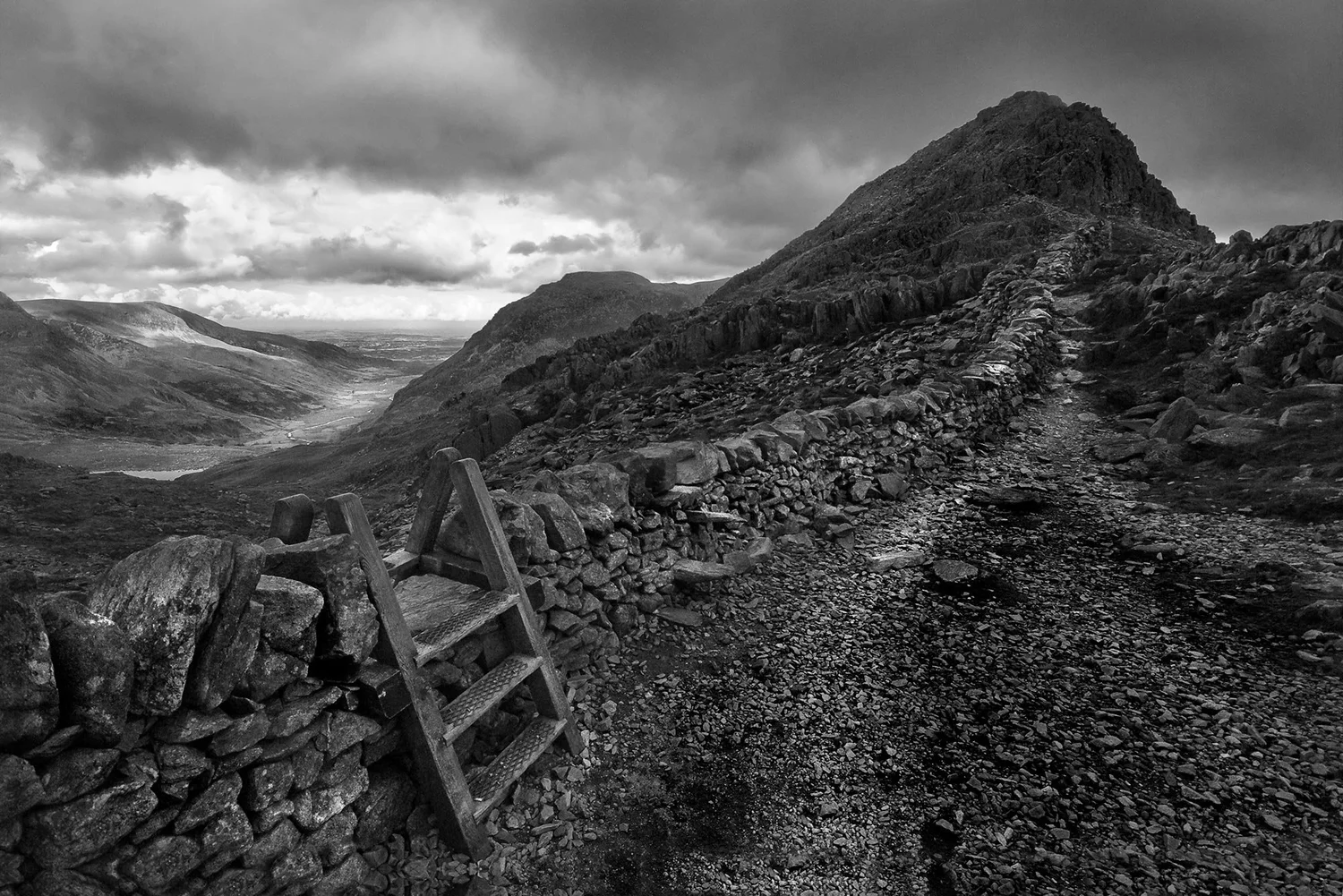 Tryfan - a black and white image