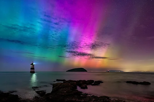 The best North Wales Aurora at Penmon lighthouse Anglesey