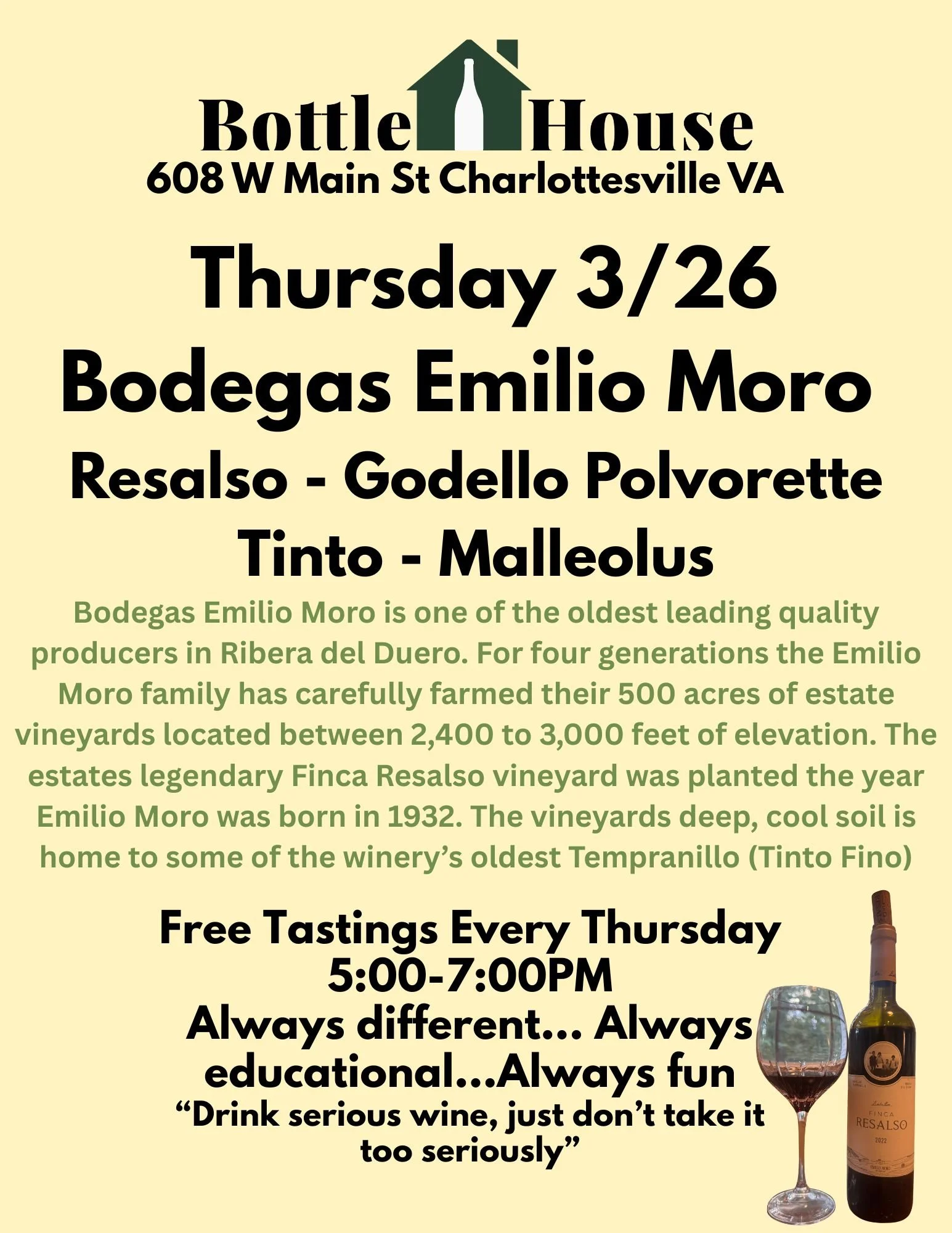 Wine Tasting w/ Kristen from Winebow…Emilio Mora Wines — Bottle House