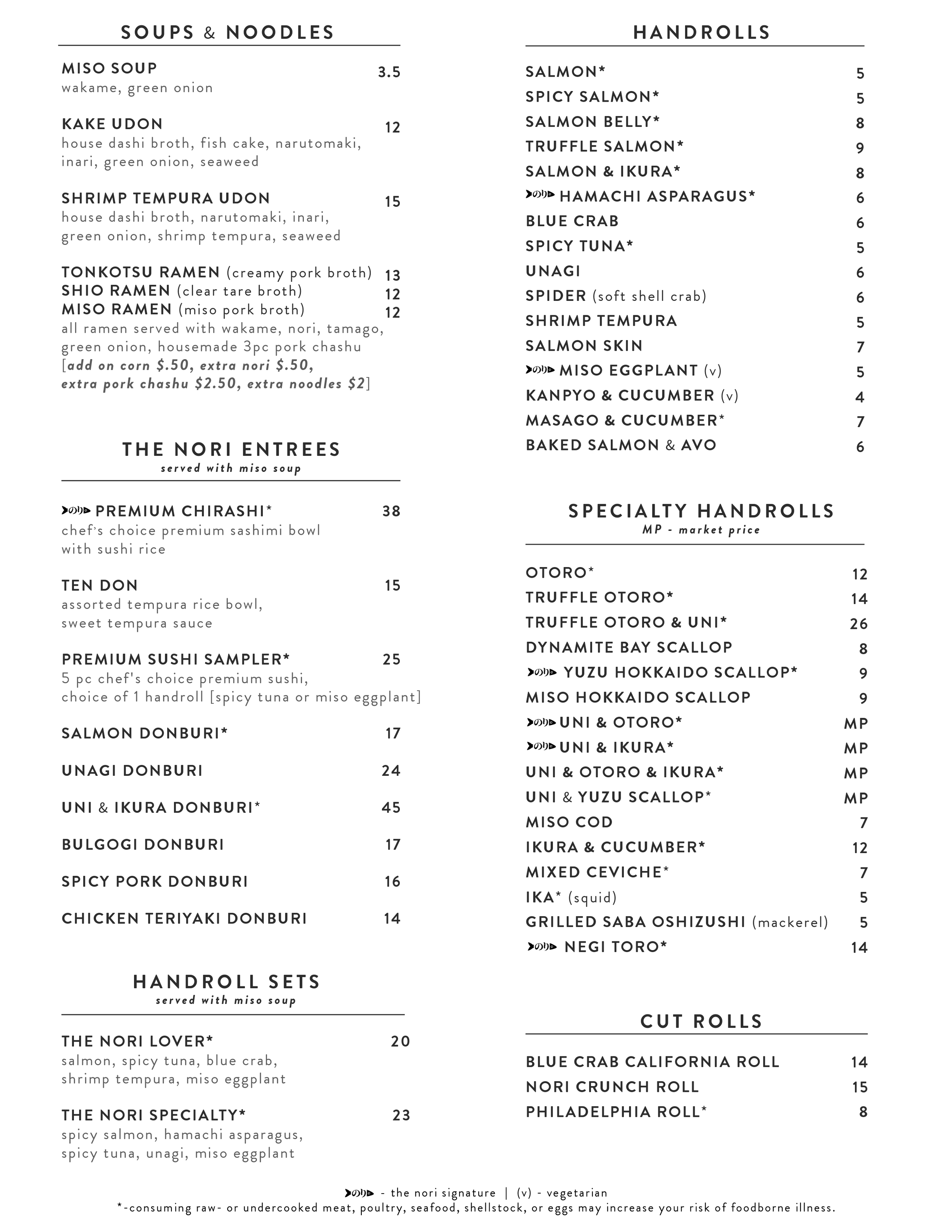 Menu — The Nori