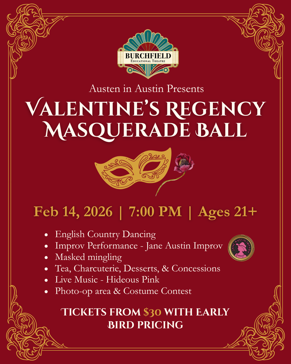 Valentine's Regency Masquerade Ball — The Burchfield Educational Theatre