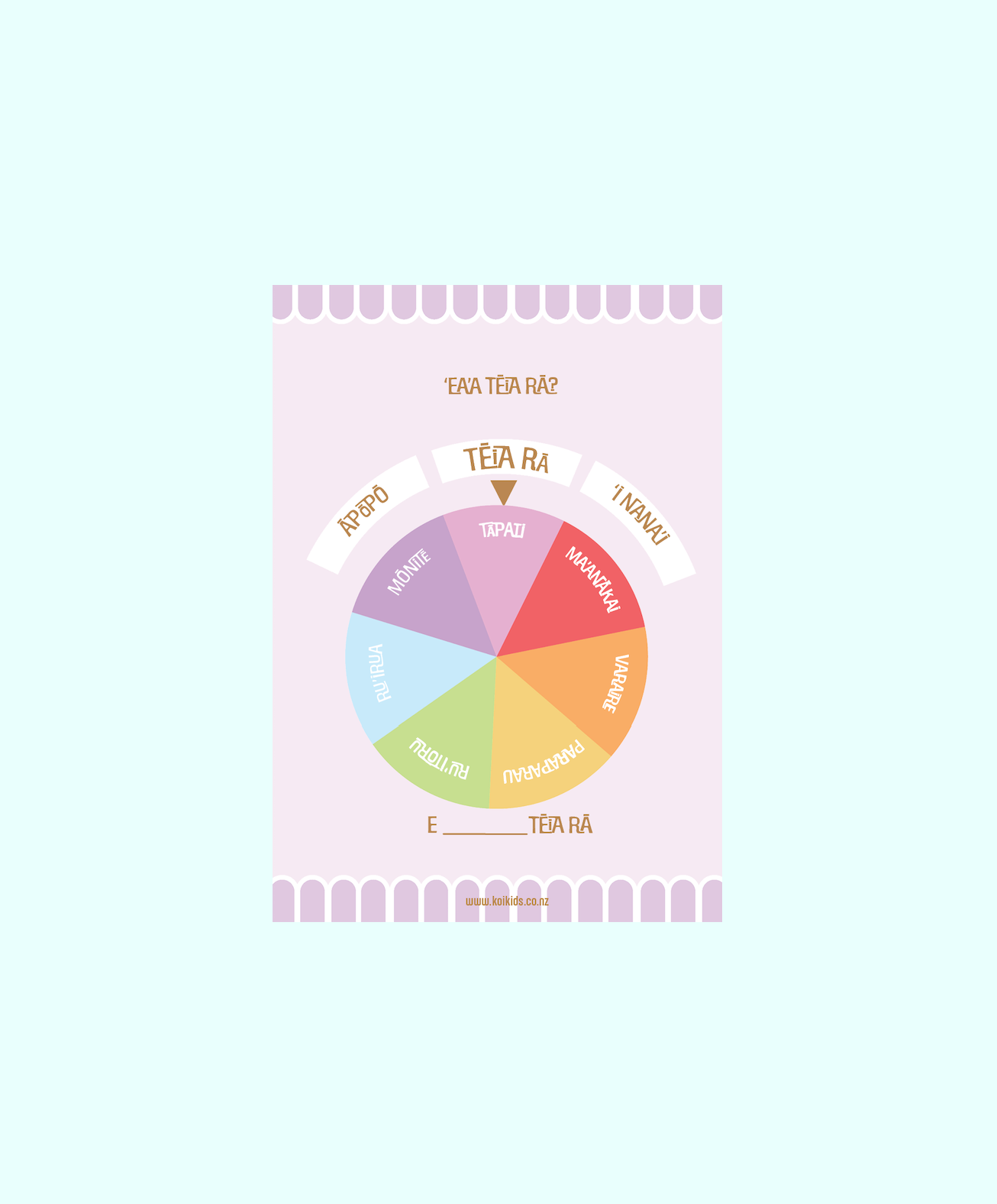 Plan the Week in Cook Island Māori – Printable Weekly Wheel in Purple ...