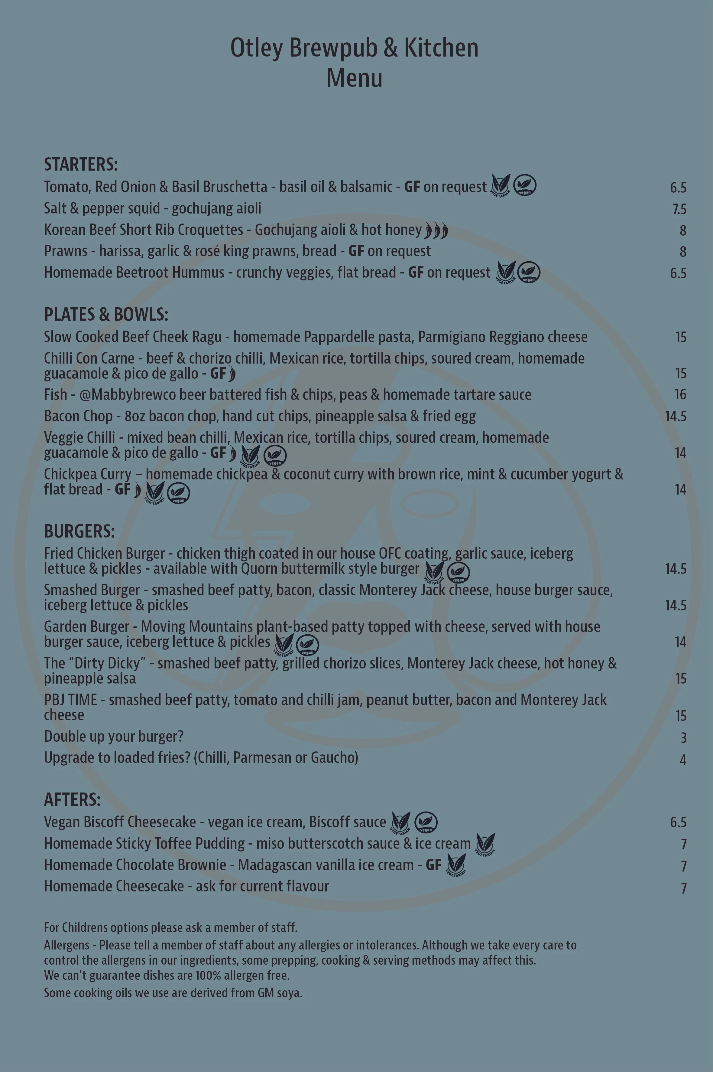 Menus — Otley Brewpub & Kitchen
