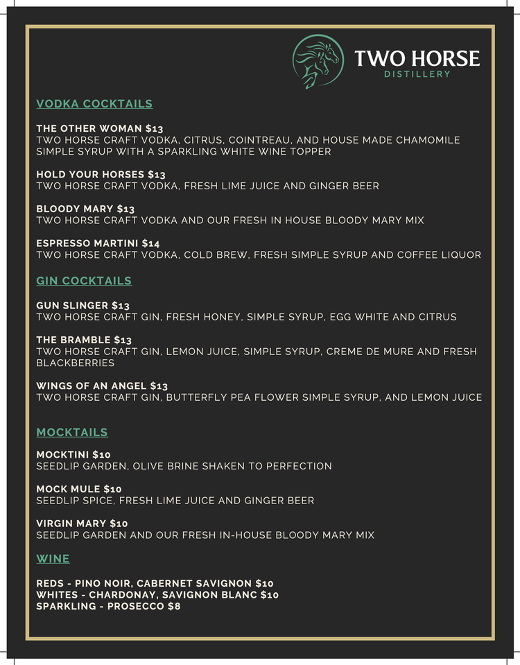 Food & Drinks — Two Horse Distillery