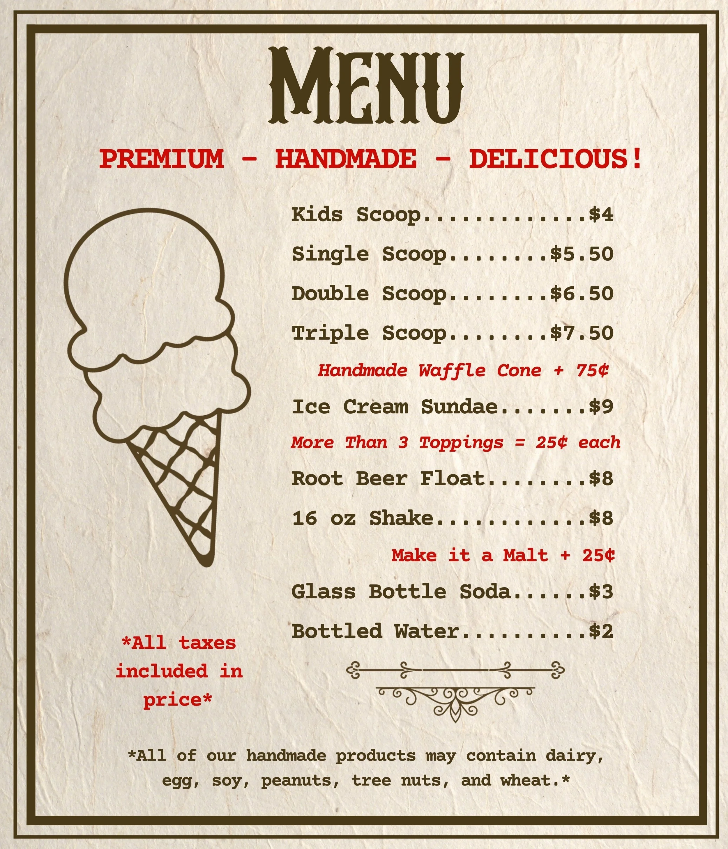 Menu — Sweet Slade's