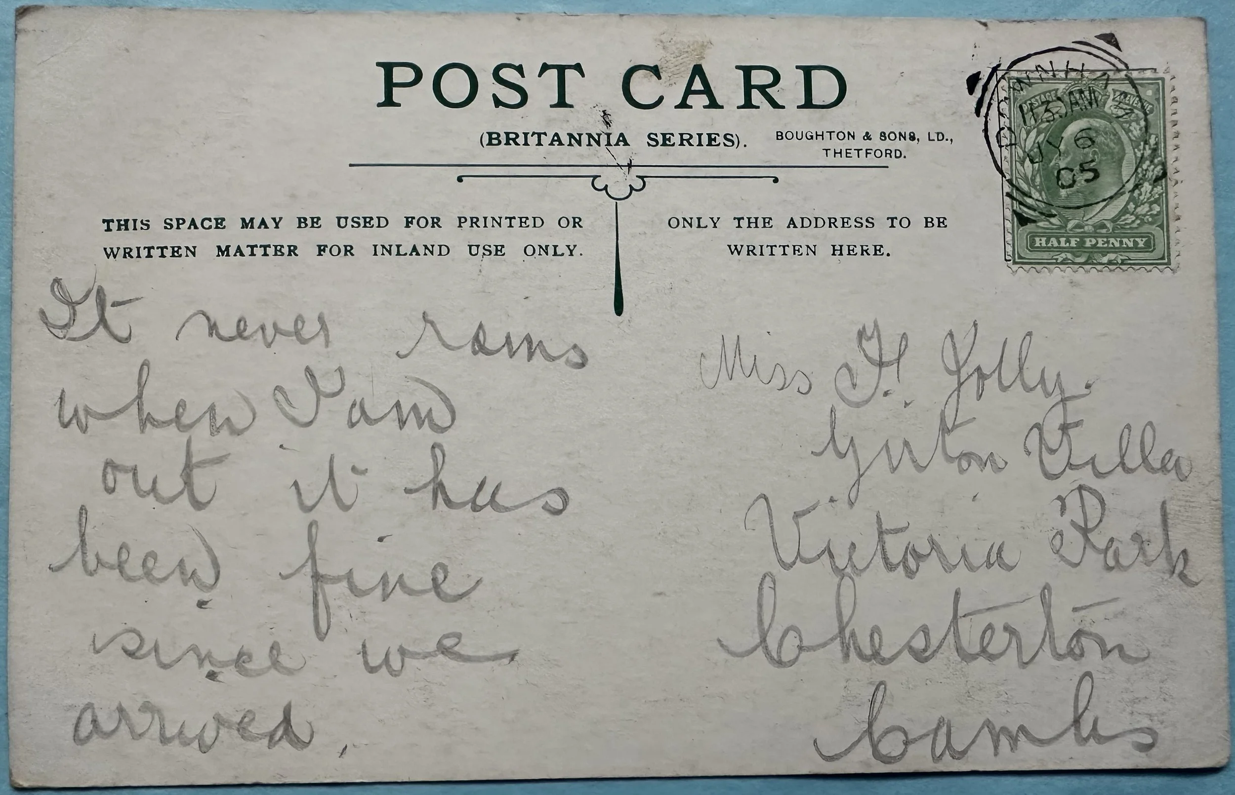 Old postcard of The Avenue, Downham Market sent to Victoria Park ...