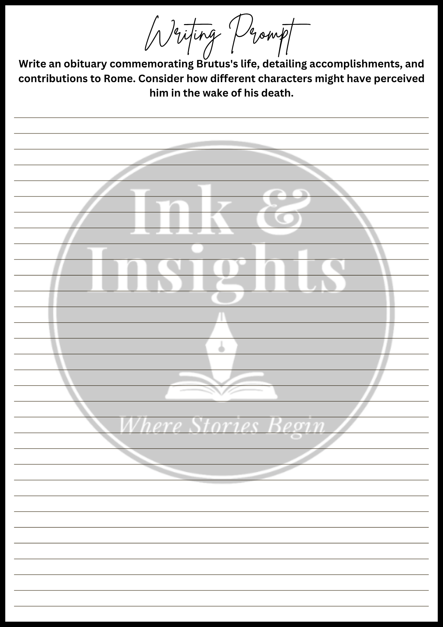 Julius Caesar Creative Writing Prompts — Ink & Insights