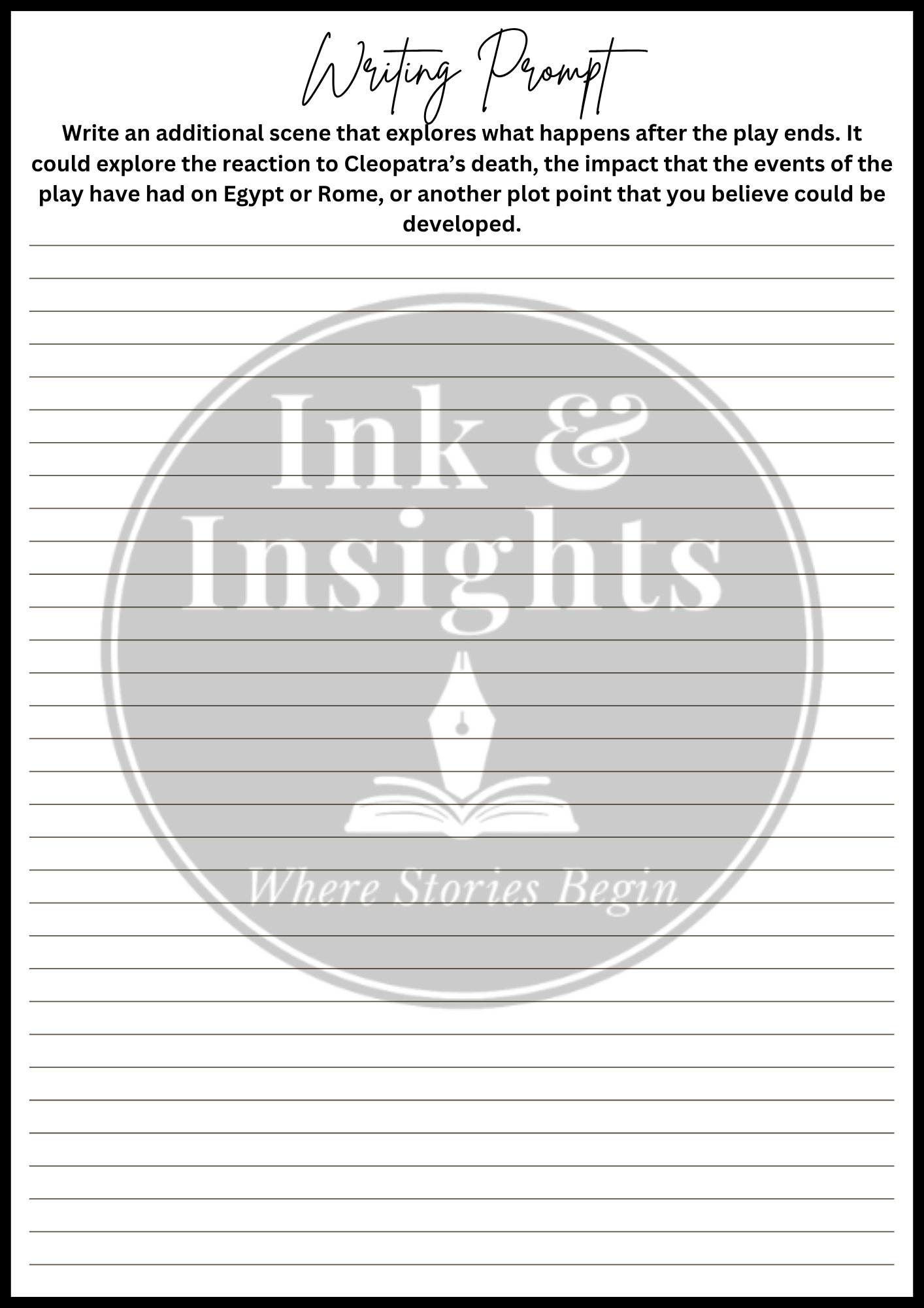 Antony and Cleopatra Creative Writing Prompts — Ink & Insights
