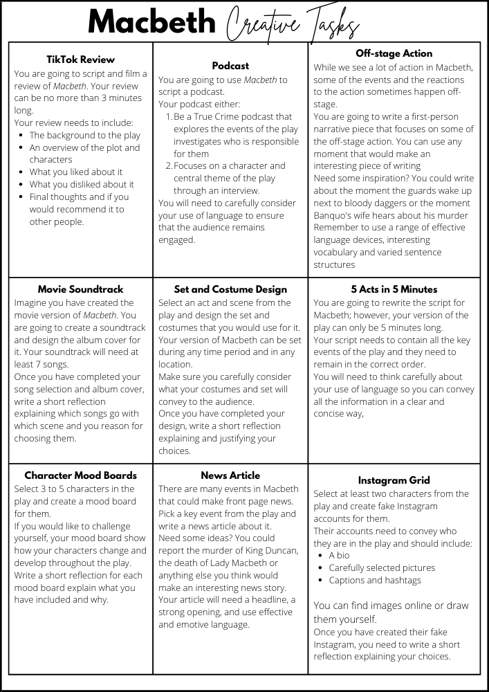 Free English Teaching Resources: Creative Writing & Literature Tasks ...