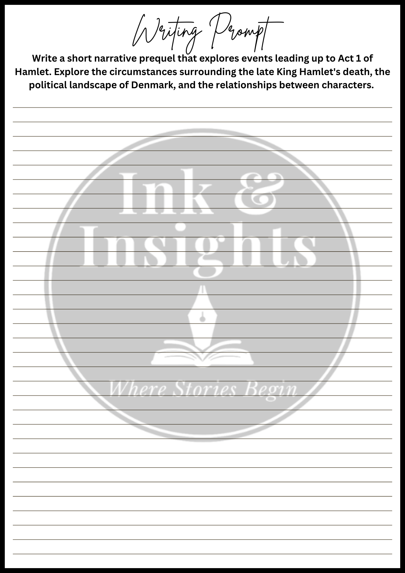 Hamlet Creative Writing Prompts — Ink & Insights