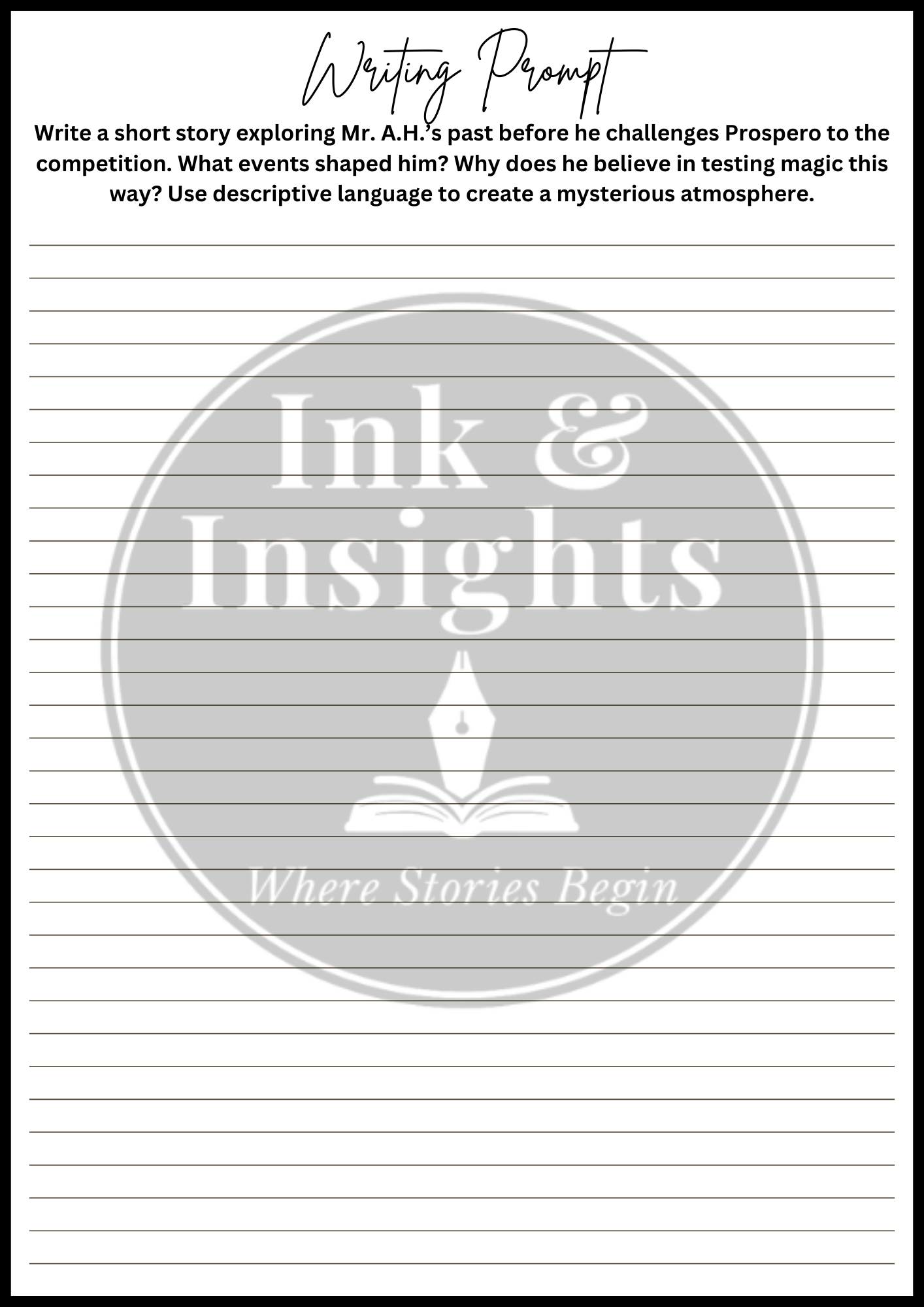 The Night Circus Part Creative Writing Prompts — Ink & Insights
