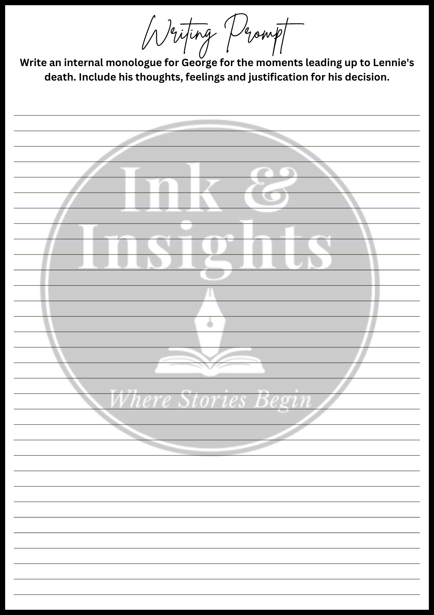Of Mice and Men Creative Writing Prompts — Ink & Insights