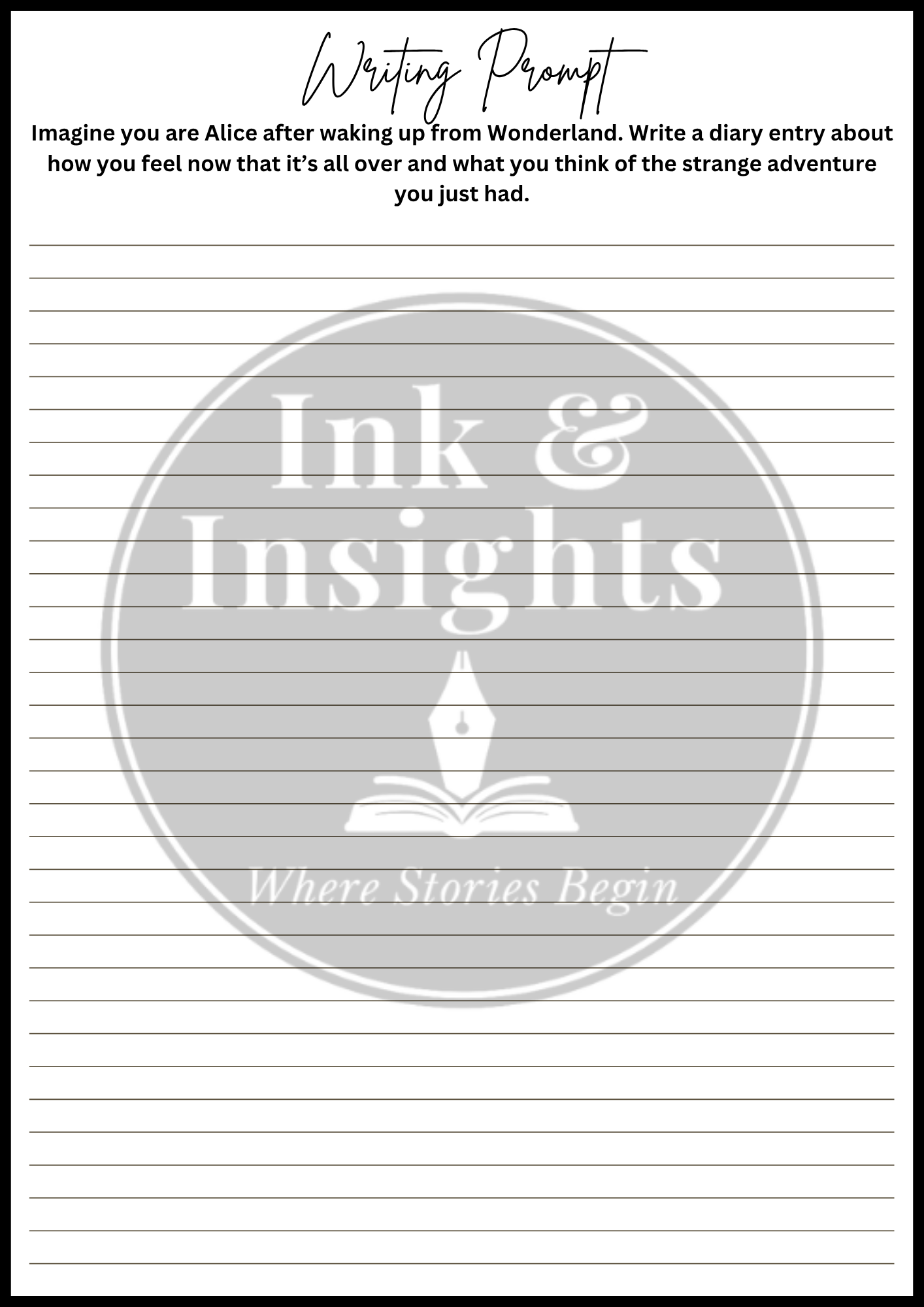 Alice's Adventures In Wonderland Creative Writing Prompts — Ink & Insights