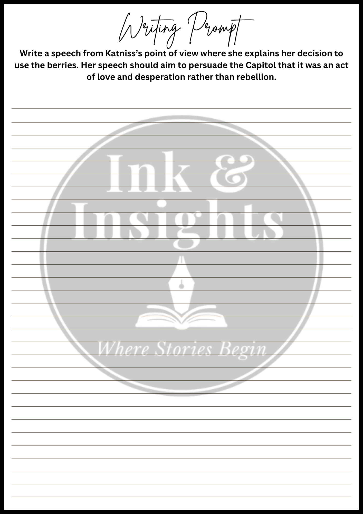 The Hunger Games Creative Writing Prompts — Ink & Insights