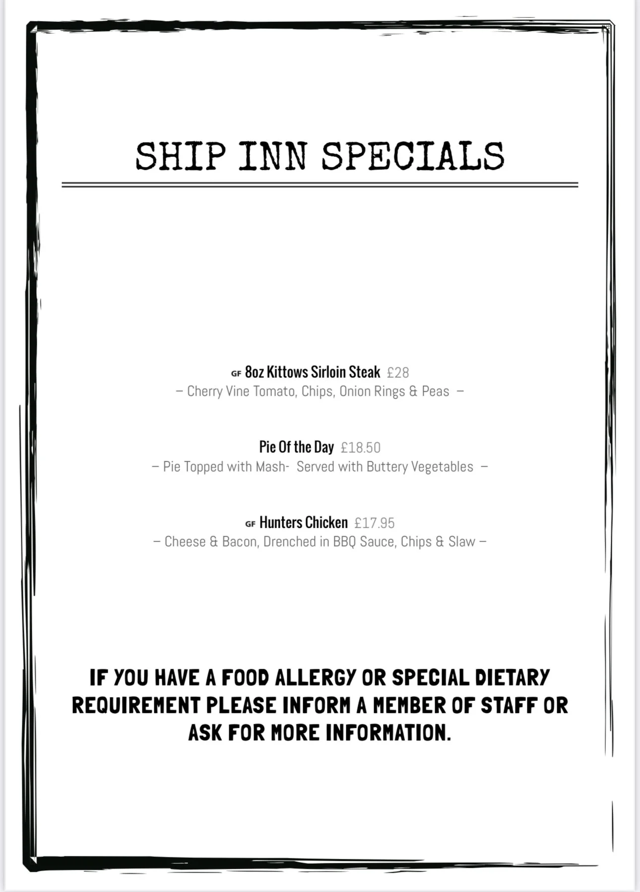 Menu — The Ship Inn Fowey