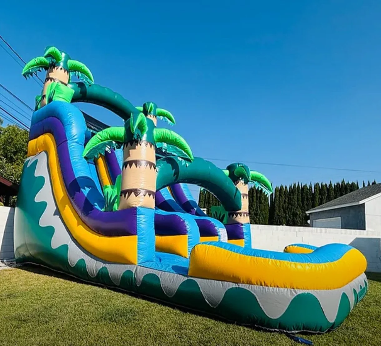 Green Double Water Slide 25'Lx14'Wx20'H — Party Rental Cassy