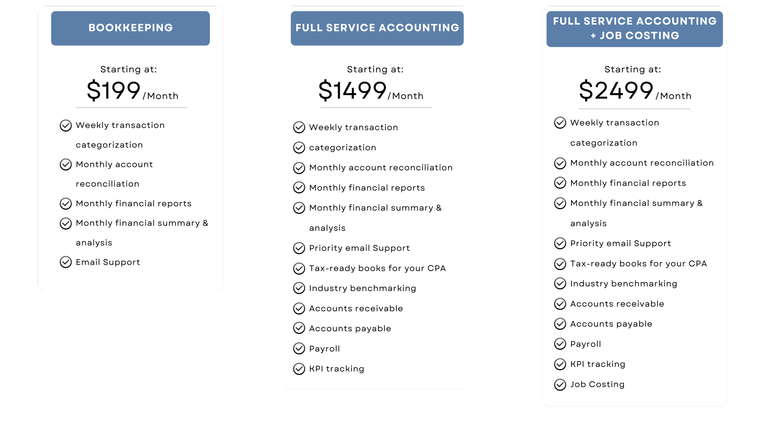 Pricing — Set in Stone Accounting