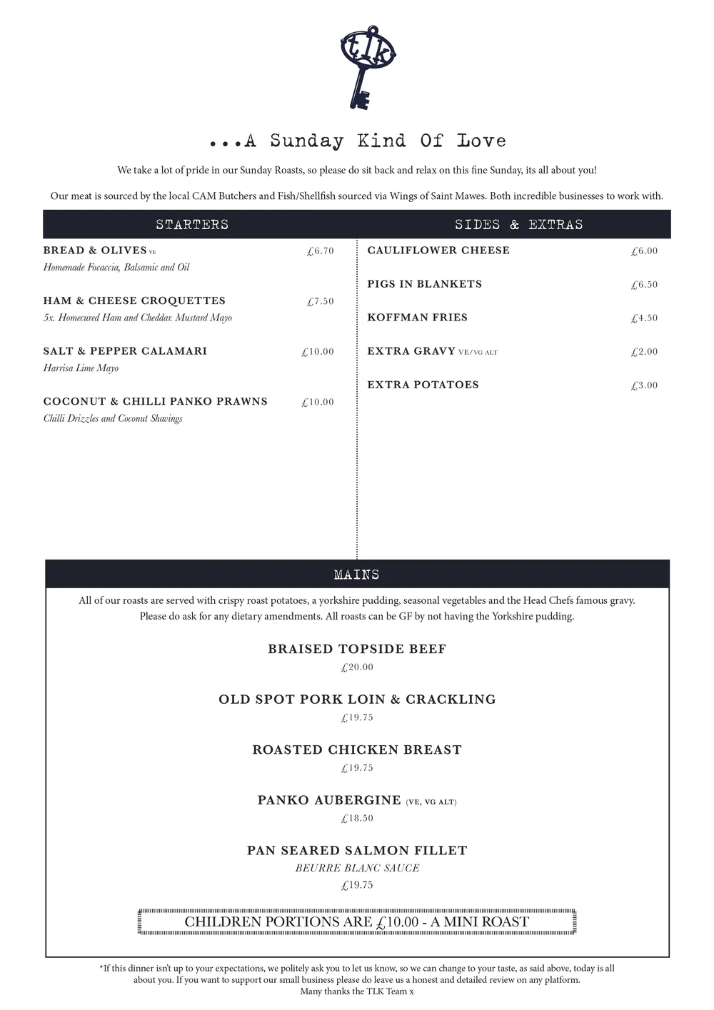 Menus | Discover & Dine Now — the lock keepers
