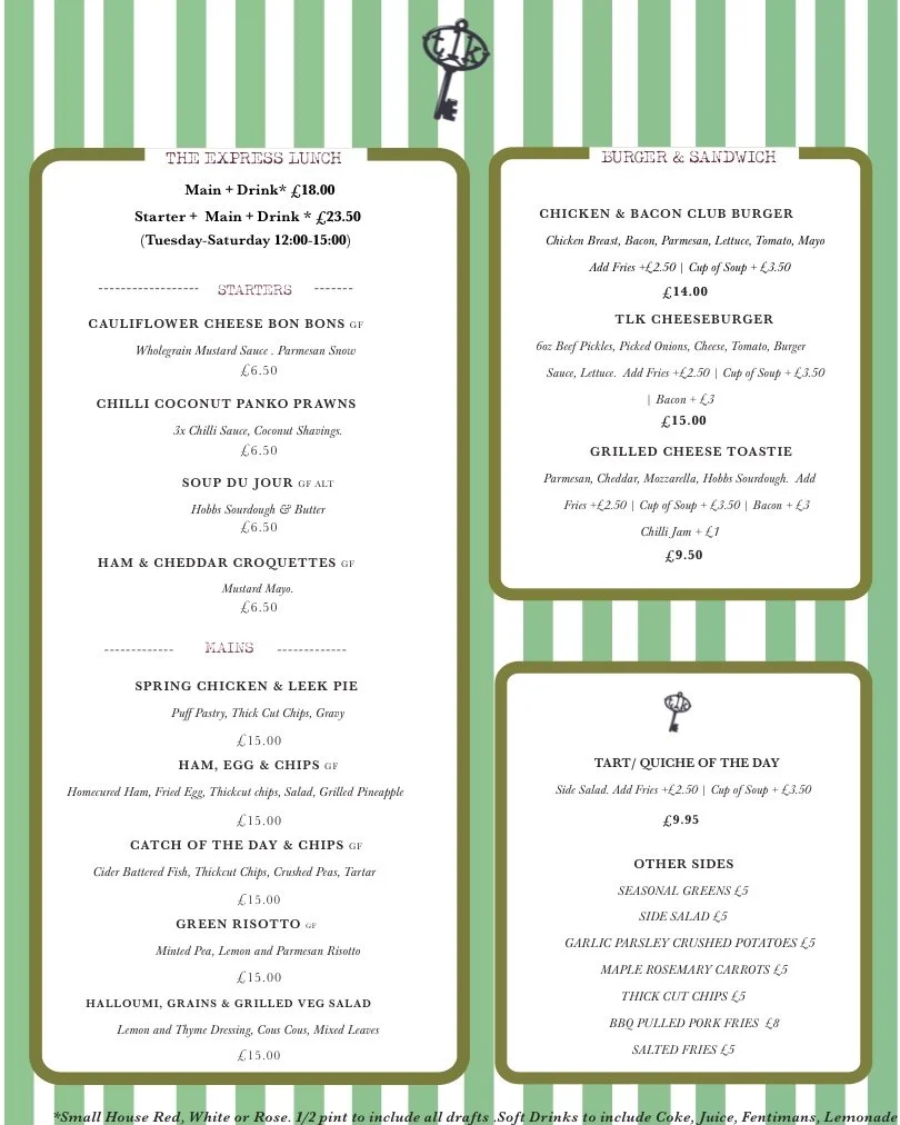 Menus | Discover & Dine Now — the lock keepers
