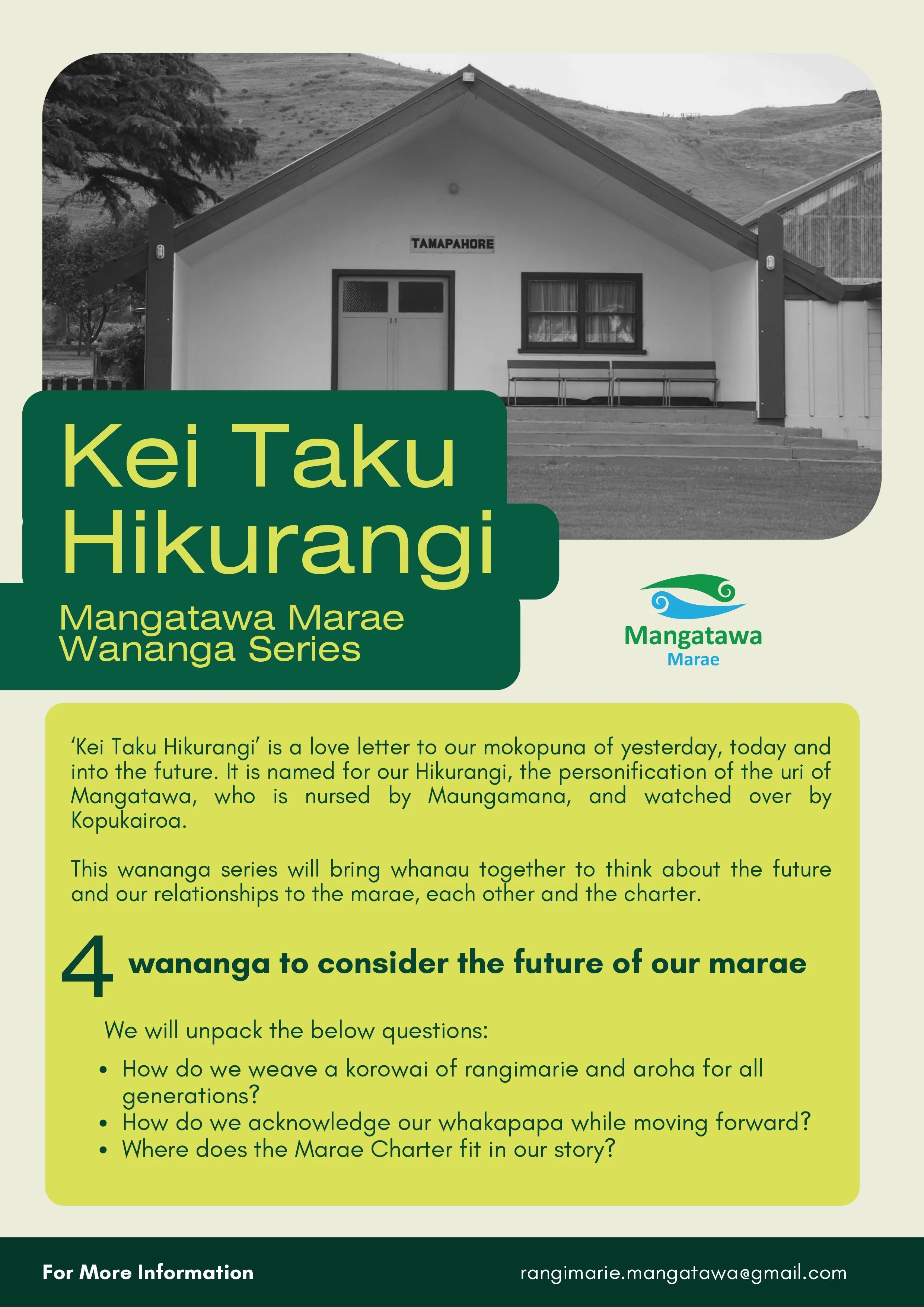 Kei Taku Hikurangi | Mangatawa Marae Wananga Series — Mangatawa Marae