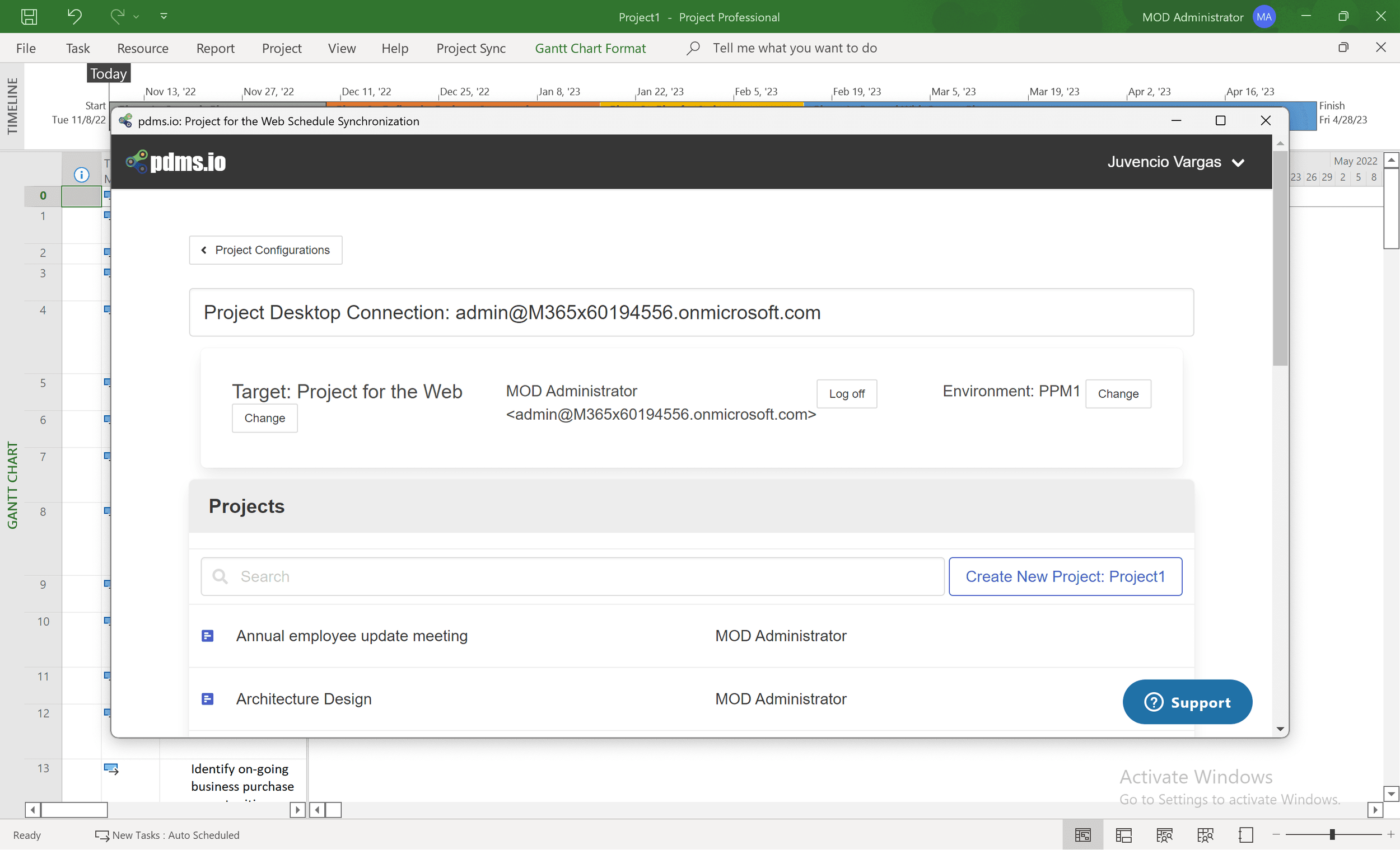Synchronize Project Desktop with Planner — Project Data