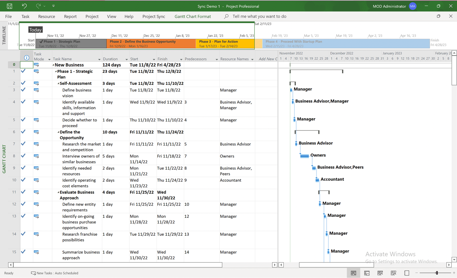 Synchronize Project Desktop with Planner — Project Data
