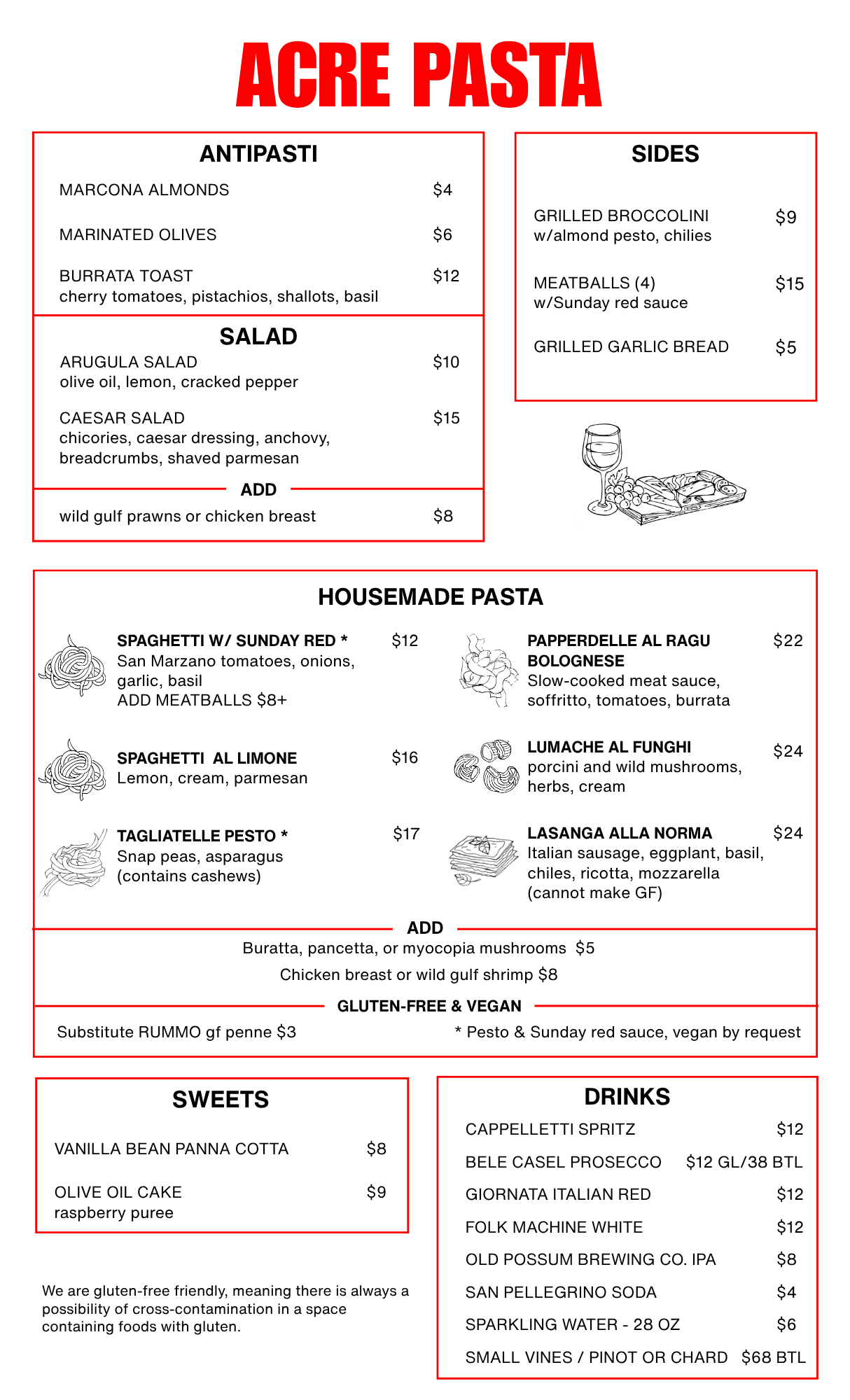 Menu — Acre Pasta