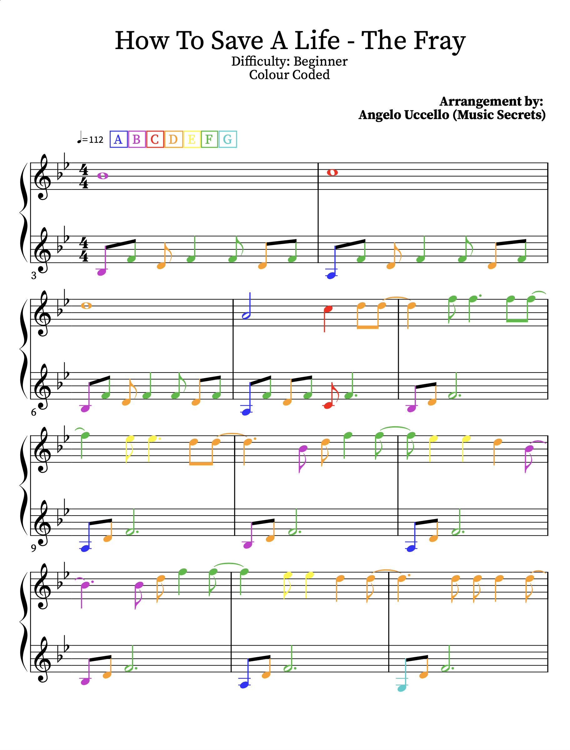 How To Save A Life - Beginner Version (Colour Coded) — Music Secrets