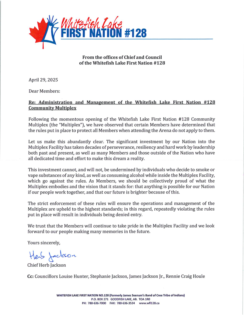 Whitefish Lake First Nation #128