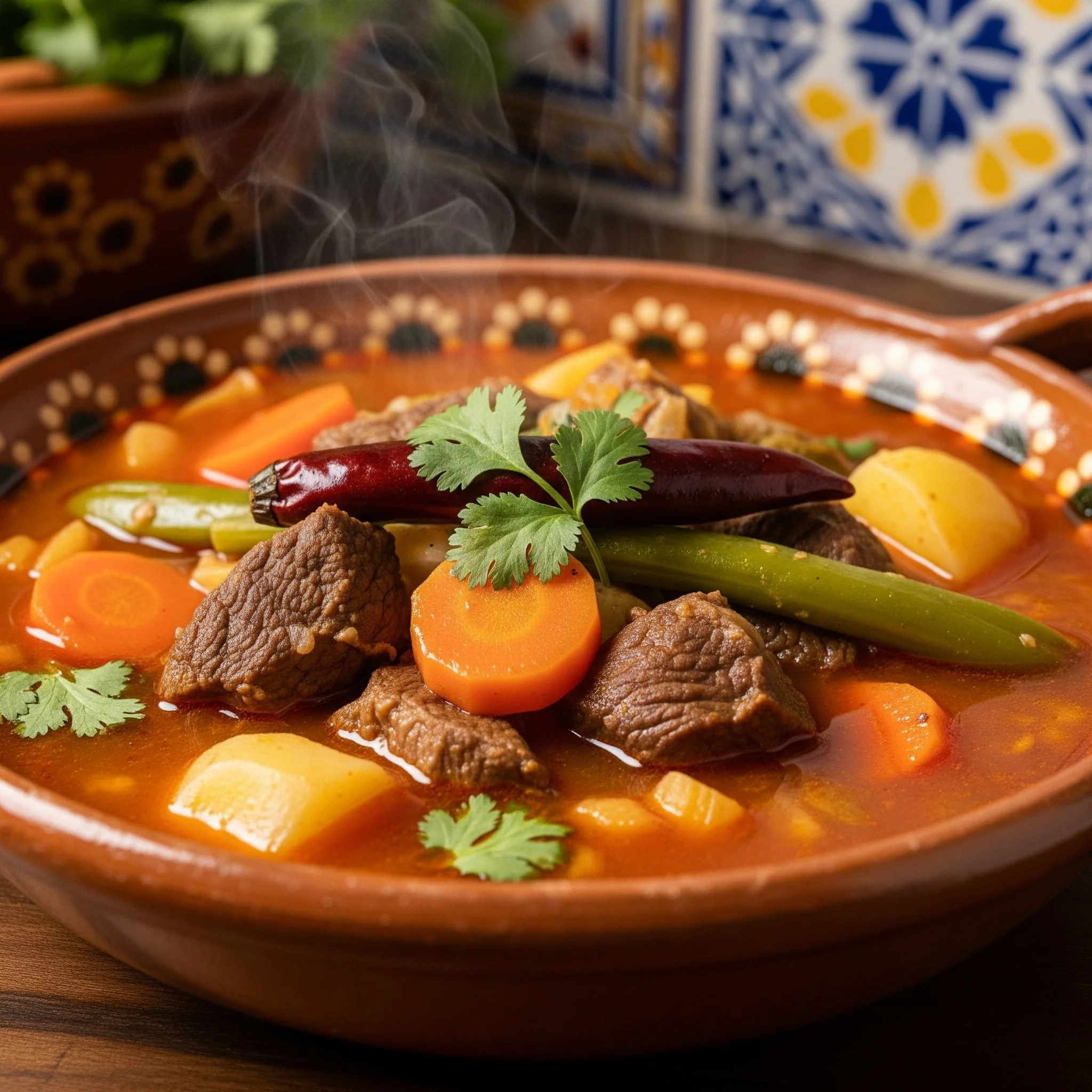 Caldo de res en chile rojo receta fácil con Puré de Tomate