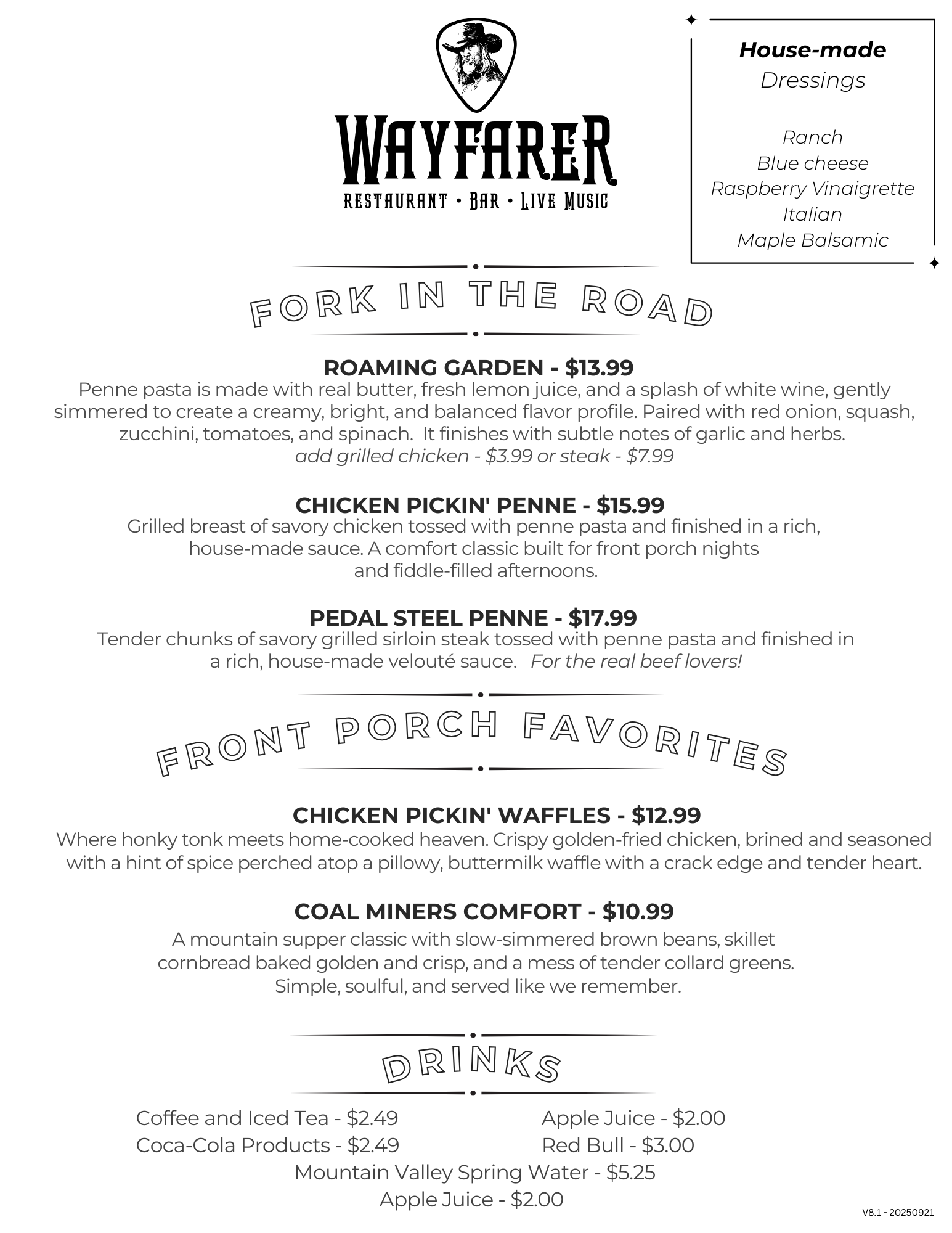 Menu | Discover & Dine Today — Wayfarer Appalachia