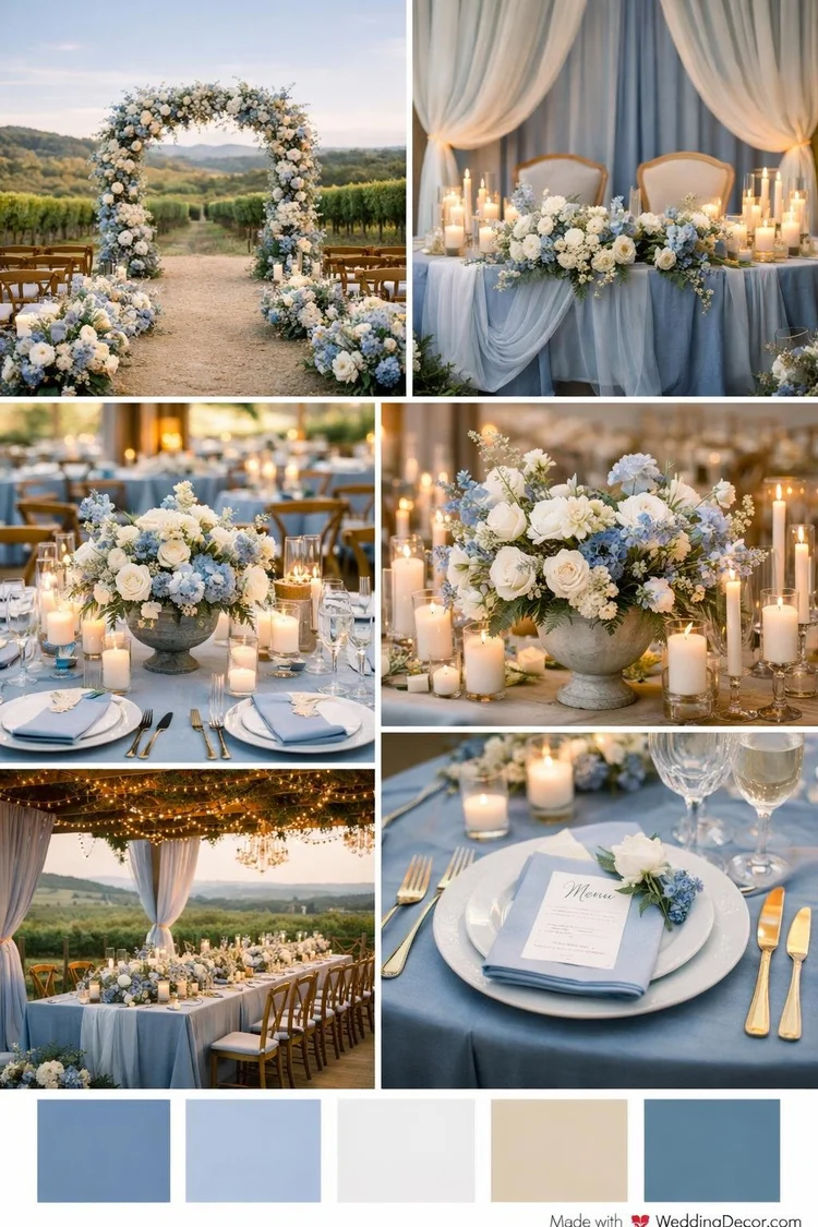 Something Blue Wedding Color Palette: Steel Blue, Powder Blue | Wedding ...