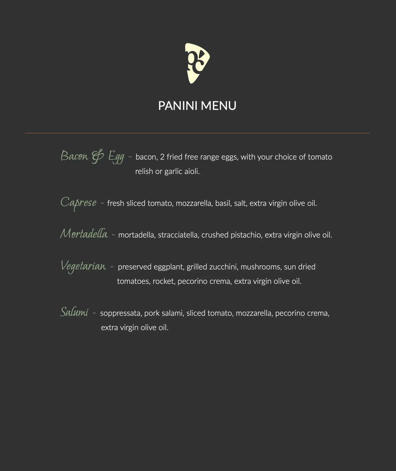 Menu & Services — Prochilo's Cucina