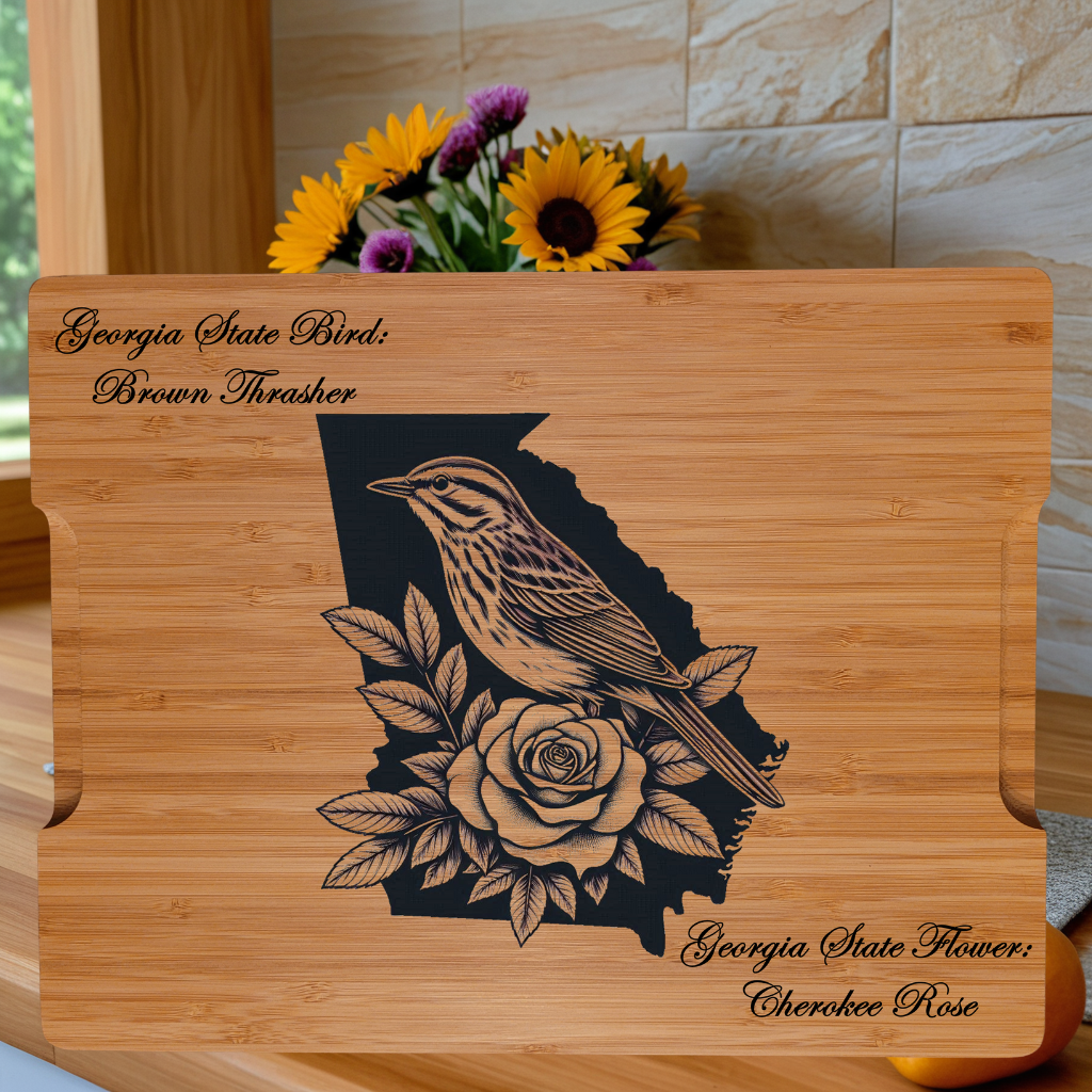 Georgia State Bird and State Flower Custom Cutting Board | Birthday ...