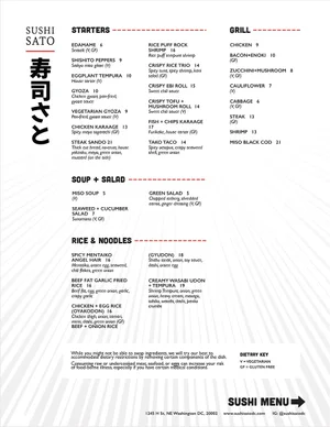 MENU — Sushi Sato