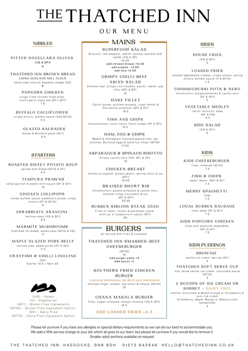 Food & Drink Menu | The Thatched Inn West Sussex — The Thatched Inn ...