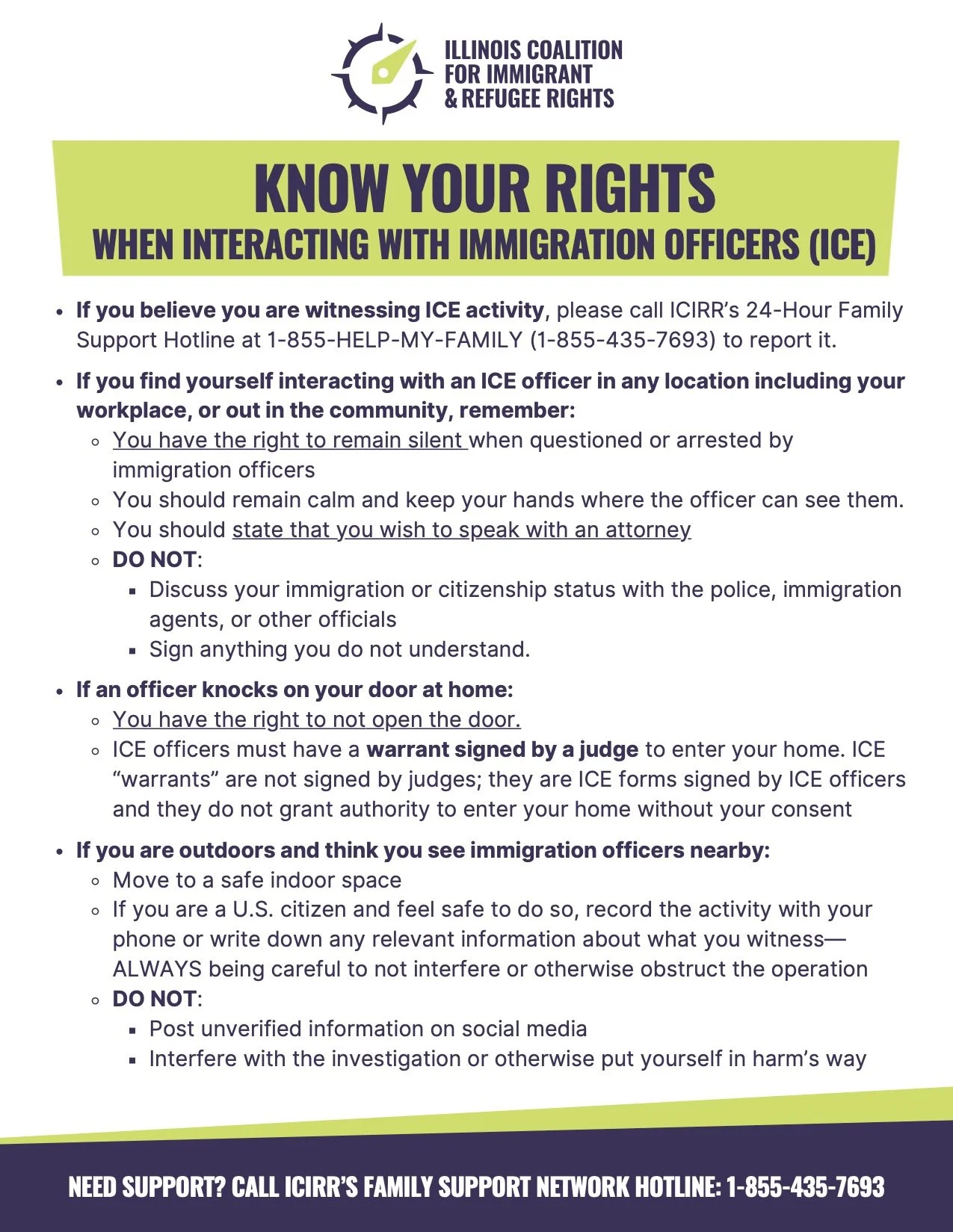 KNOW YOUR RIGHTS — IL IMMIGRATION INFO