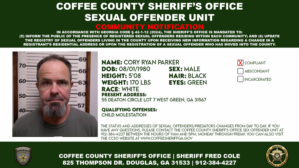 Sheriff's Office of Coffee County GA — Sex Offender Information ...