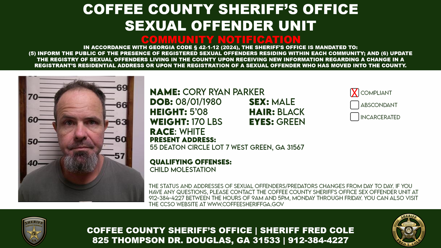 Sheriff's Office of Coffee County GA — Sex Offender Information ...