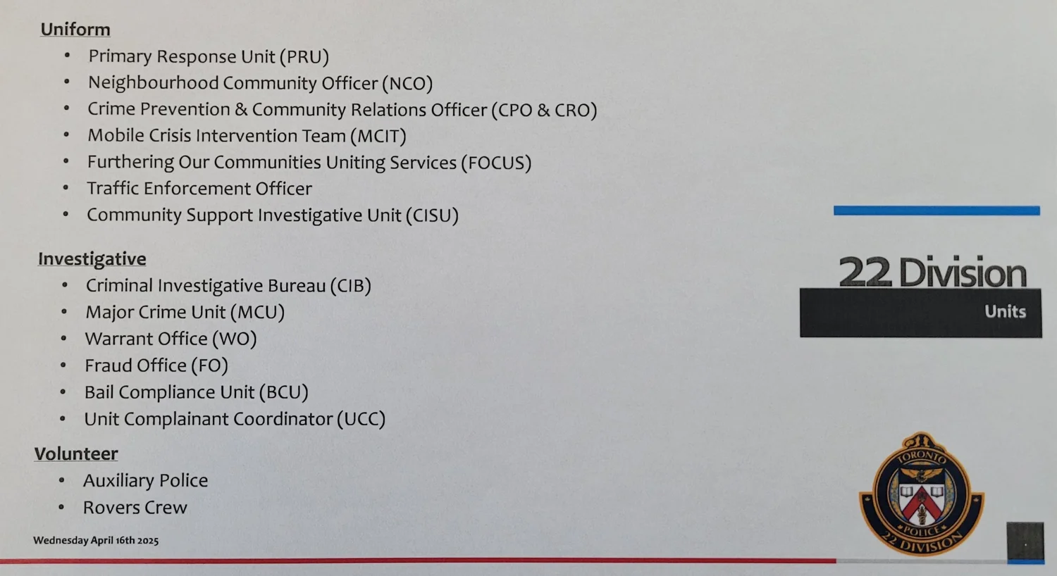22 Division — 22 DIVISION COMMUNITY POLICE LIAISON COMMITTEE