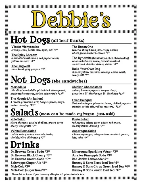 menu | Order Delicious Food Today — Debbie's