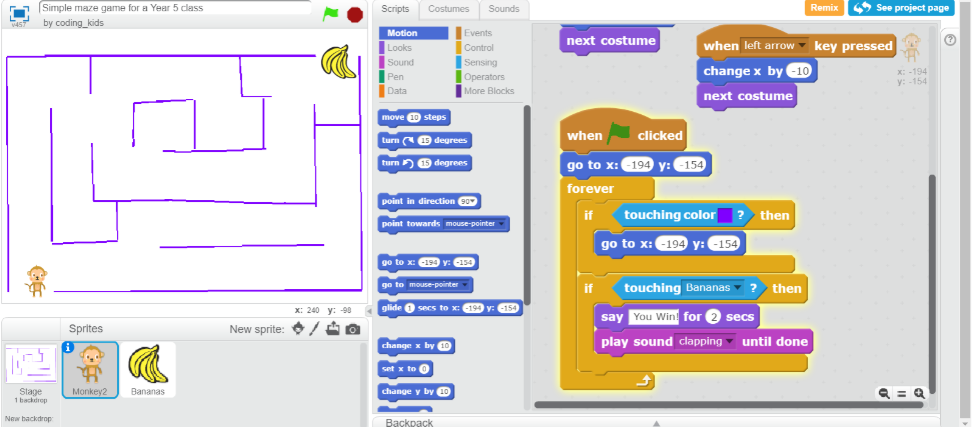 Monkey Maze Game Tutorial in Scratch — Coding Kids